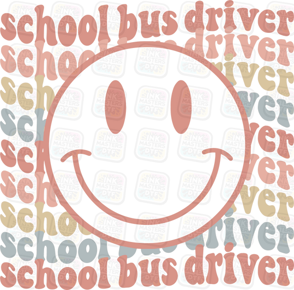 School Bus Driver Smiley Face Wave DTF Transfer – Ink Masters DTF